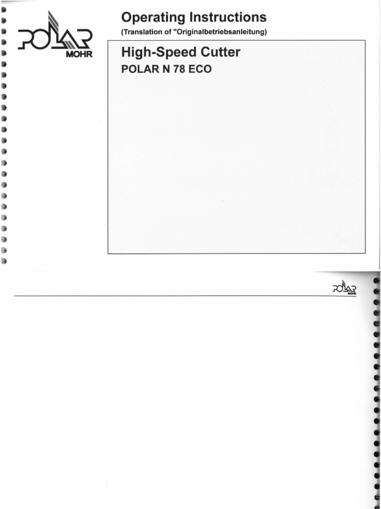 Polar N 78 Eco High Speed Cutter | PDF | Menu (Computing) | Safety