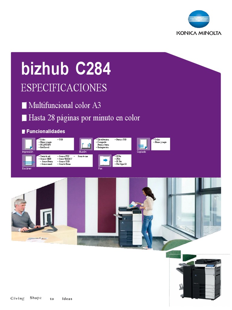 Konica Minolta Bizhub C284 Folleto | PDF | Escáner de imagen | Fax