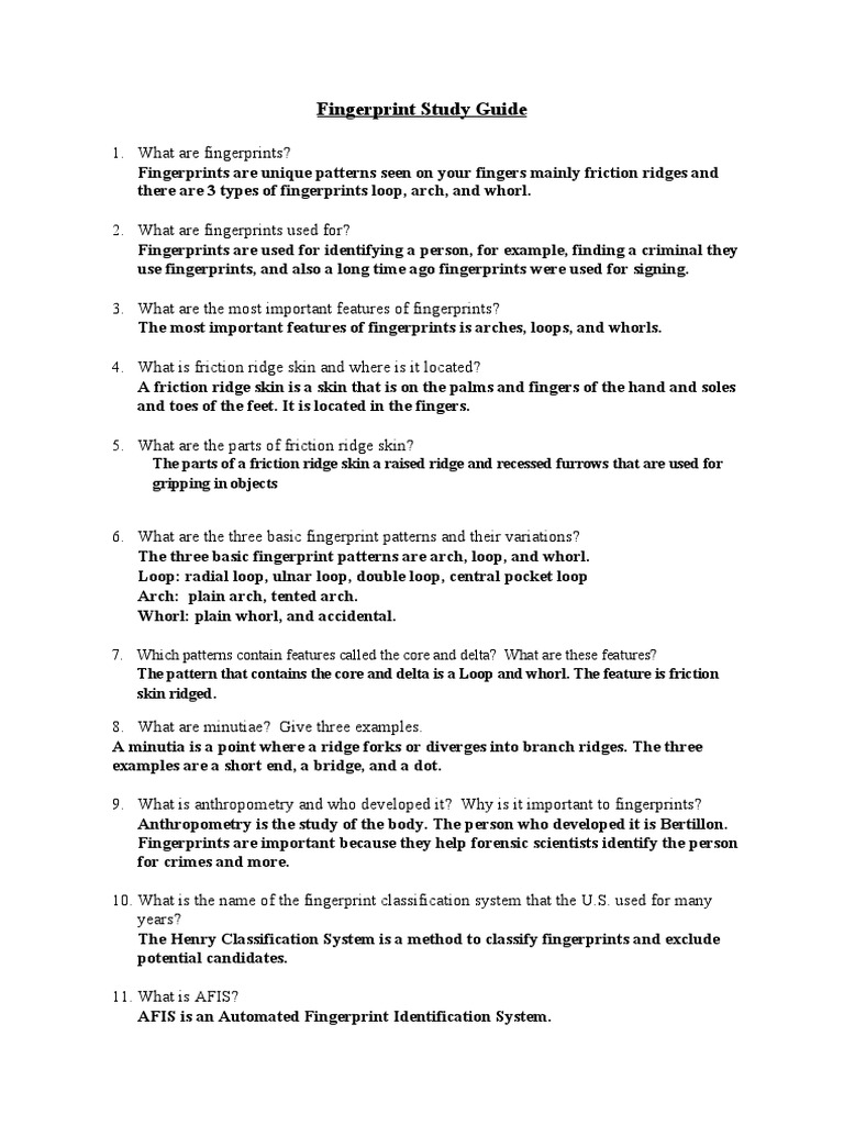 Fingerprint Study Guide 1-14 | PDF | Fingerprint | Materials