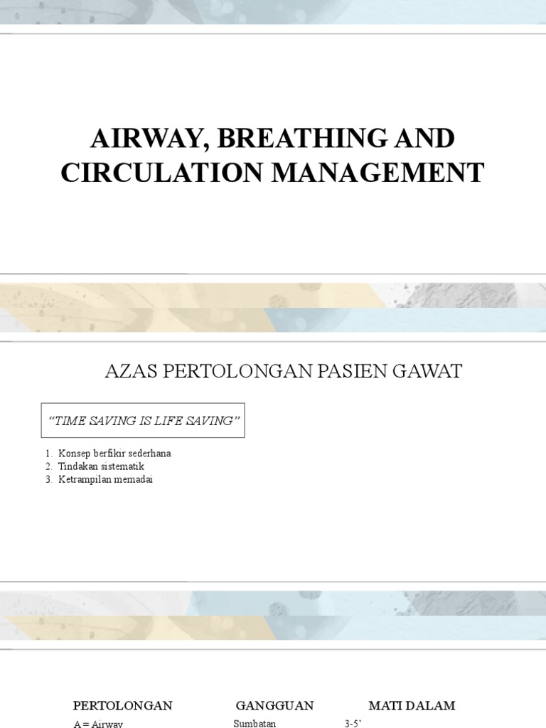 Airway, Breathing and Circulation Management | PDF