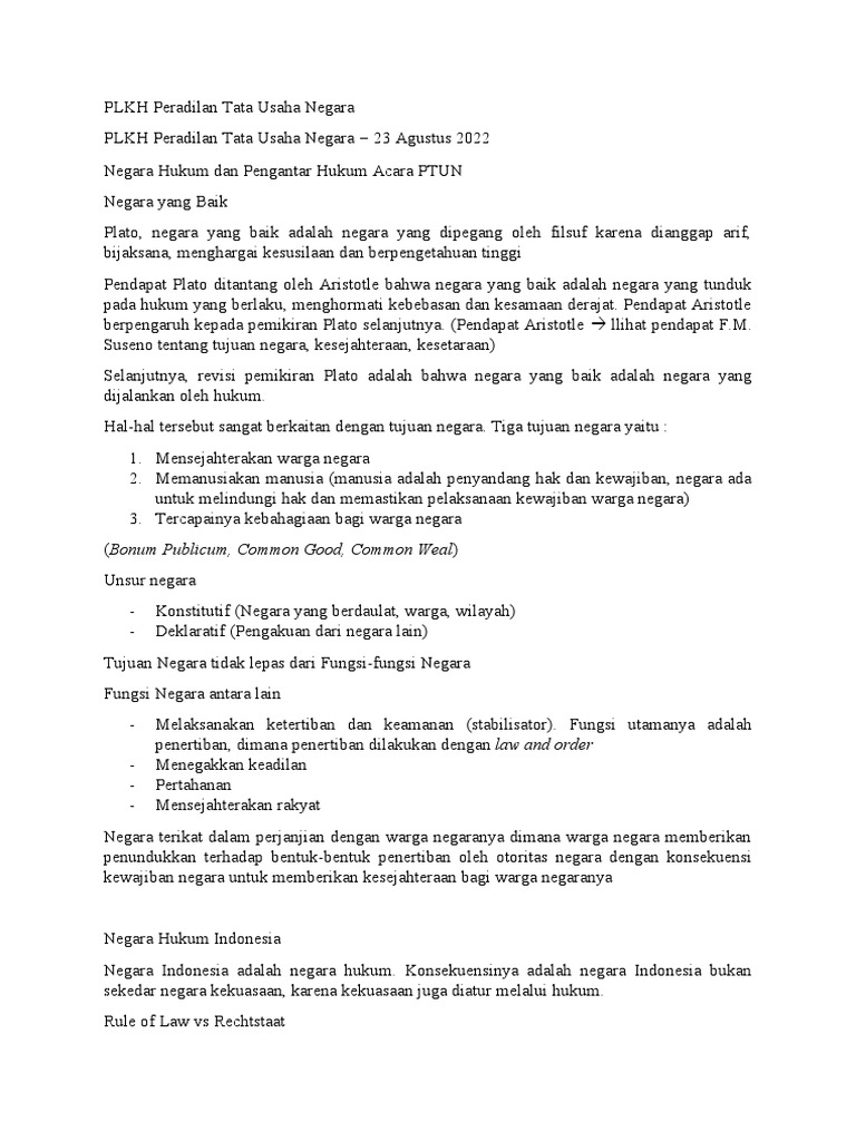 PLKH Pengadilan Tata Usaha Negara | PDF