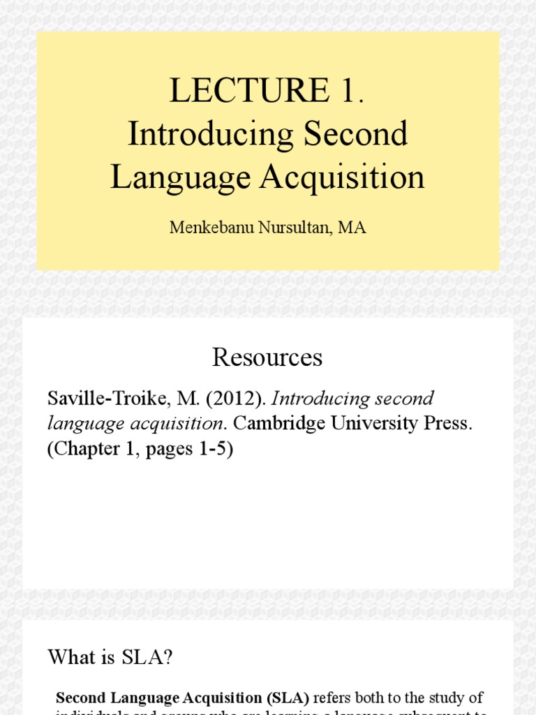 Lecture 1. Introducing Second Language Acquisition | PDF | Second Language Acquisition | Second ...