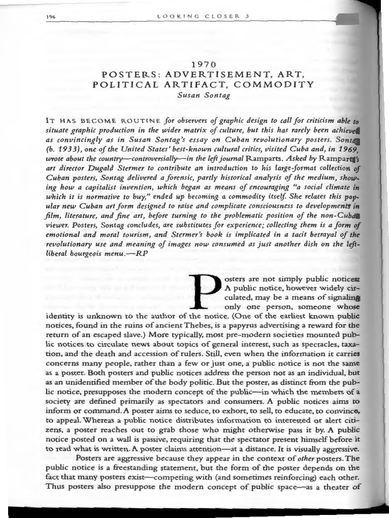 Posters: Advertisement, Art, Political Artifact, Commodity | PDF ...