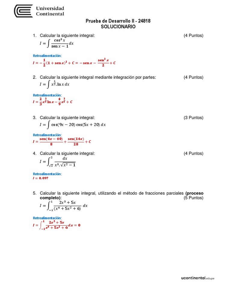 Solucionario de Integrales Avanzadas | PDF
