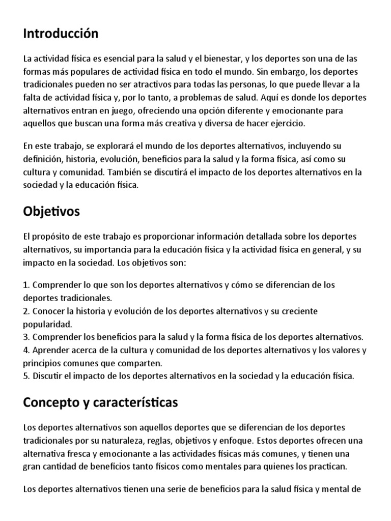 Beneficios de los Deportes Alternativos | PDF | Inclusión (Educación ...