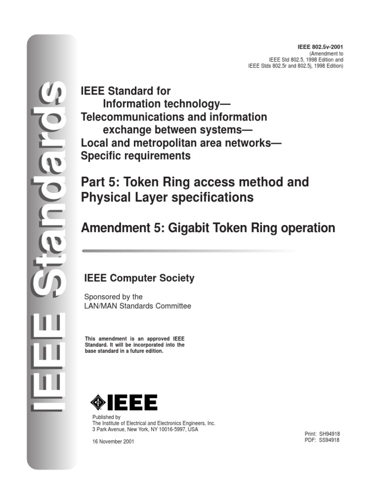 Part 5: Token Ring Access Method and Physical Layer Specifications ...