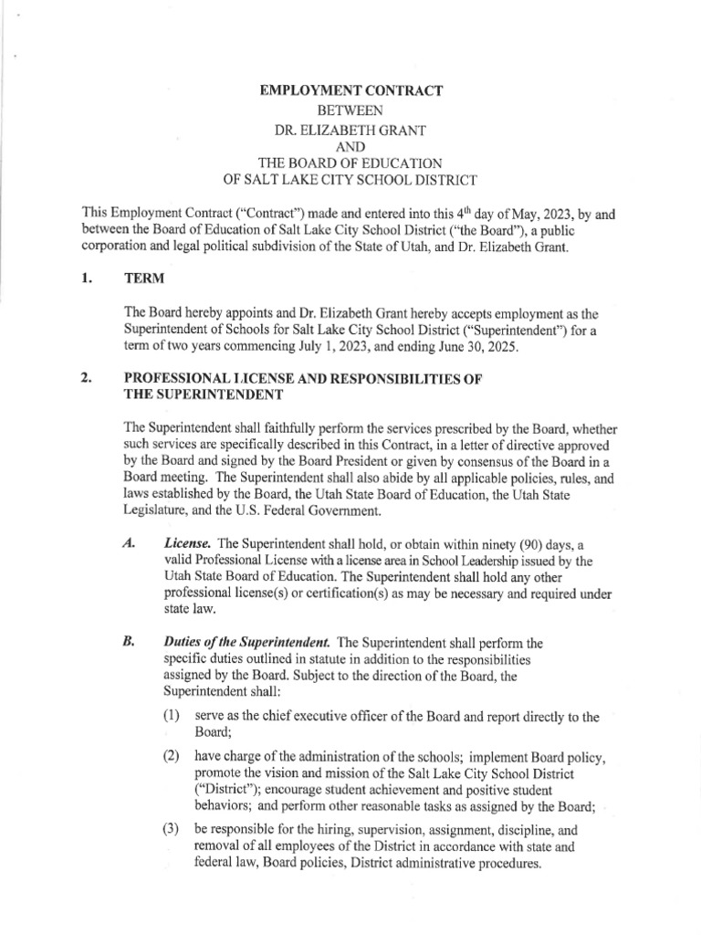 Superintendent Contracts | PDF | Cost Of Living | Insurance