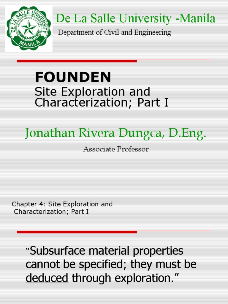 Chapter 4 Site Exploration Part I | PDF | Drilling Rig | Geotechnical ...