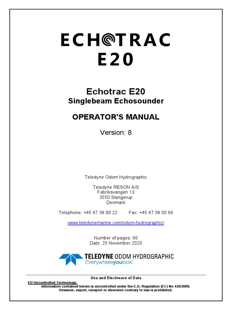 Teledyne EchoTrac E20 Manual | PDF