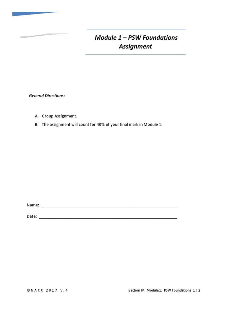 IV 2 Assigmt Module 1 PSW Foundations PDF | PDF IV 2 Assigmt Module 1 PSW Foundations PDF | PDF