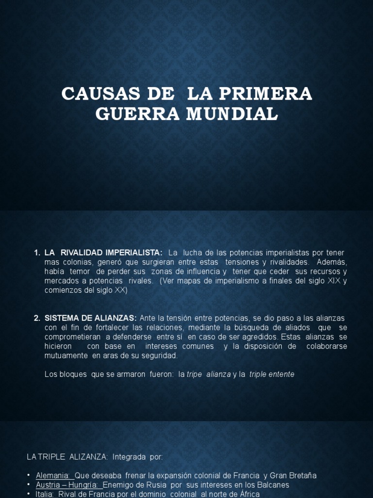 Causas de La Primera GUERRA MUNDIAL | PDF | Austria Hungría | Serbia