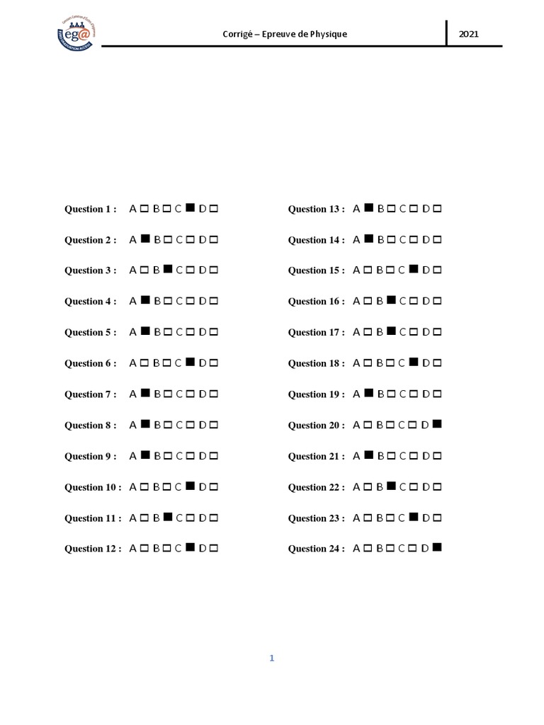 Corrige Physique 2021 PDF | PDF