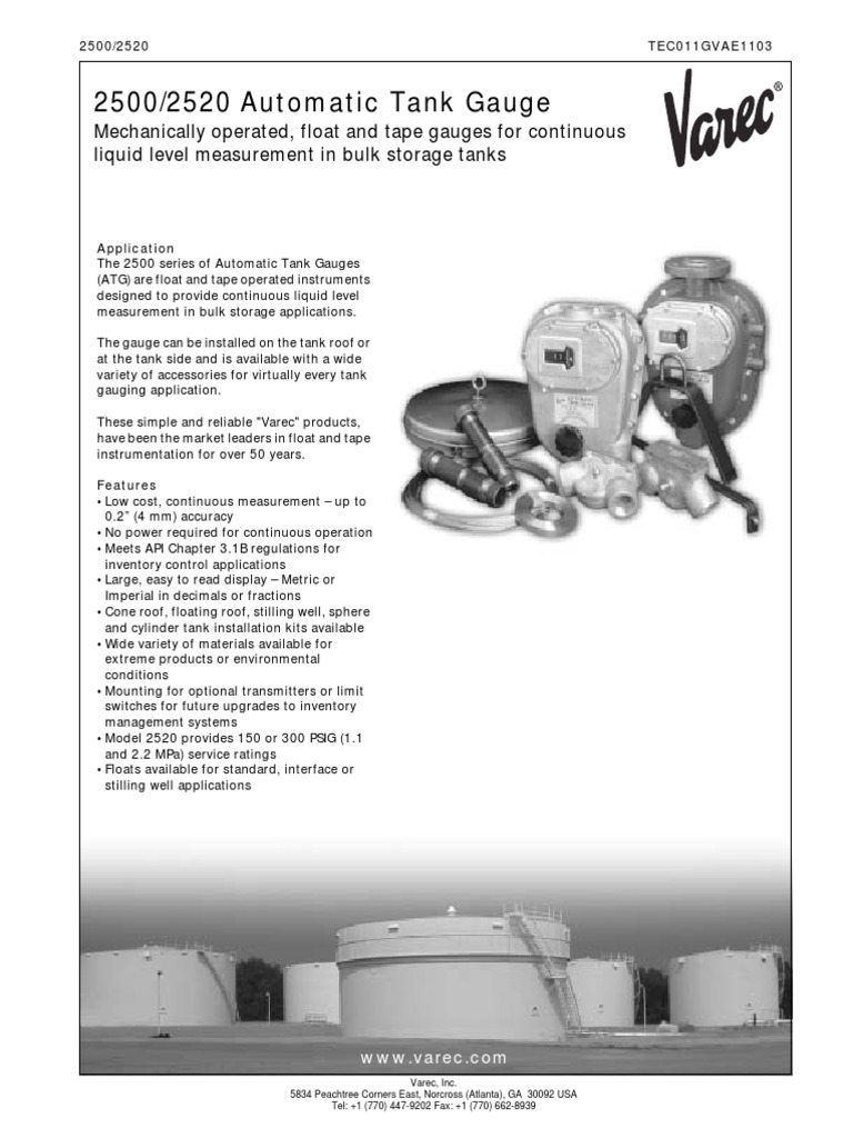 Varec 2500/2520 Tank Gauges Overview | PDF | Pipe (Fluid Conveyance ...
