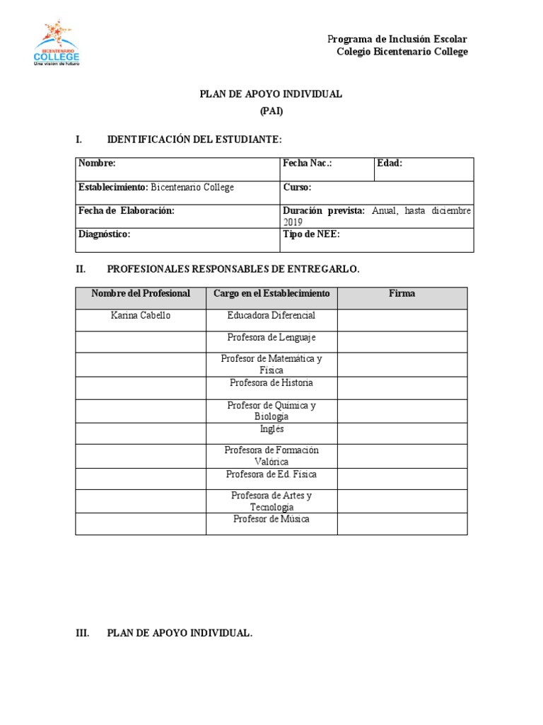 Formato PAI (1) | PDF | Maestros | Salón de clases