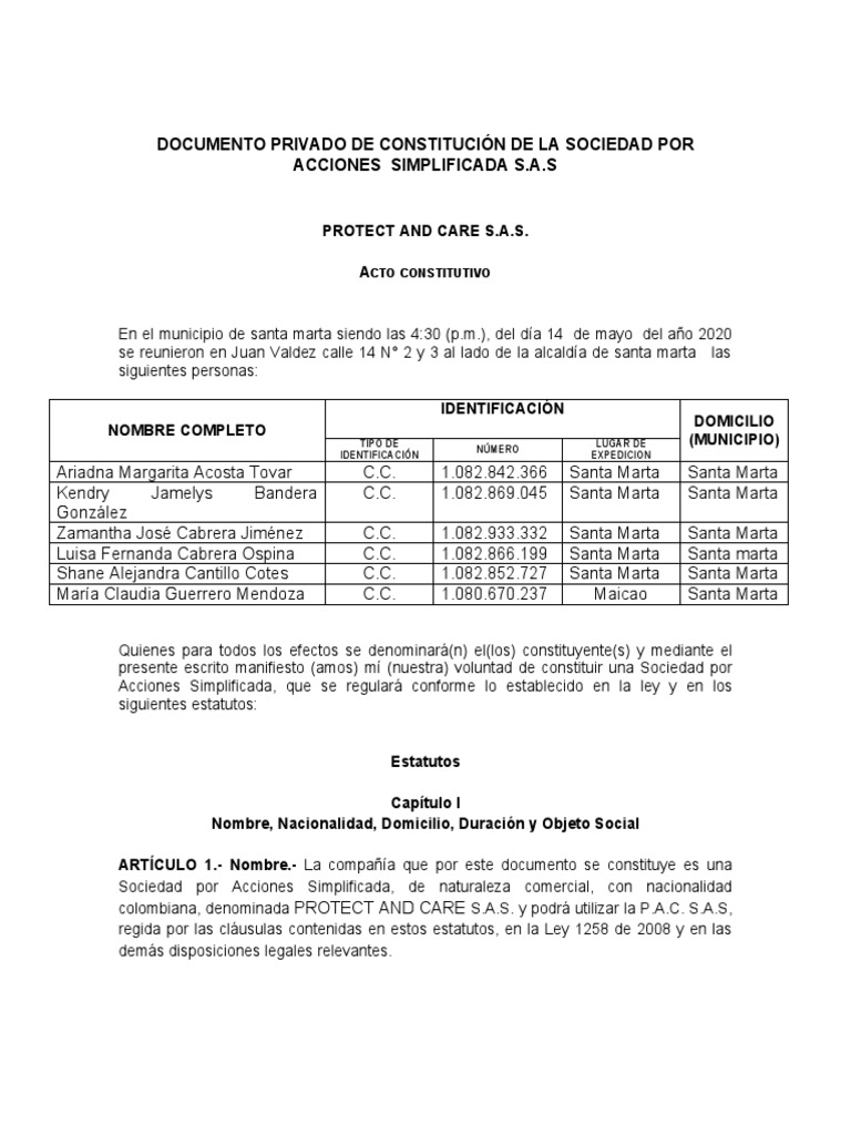 Acta de Constitucion - Estatutos | PDF | Dividendo | Compartir (Finanzas)