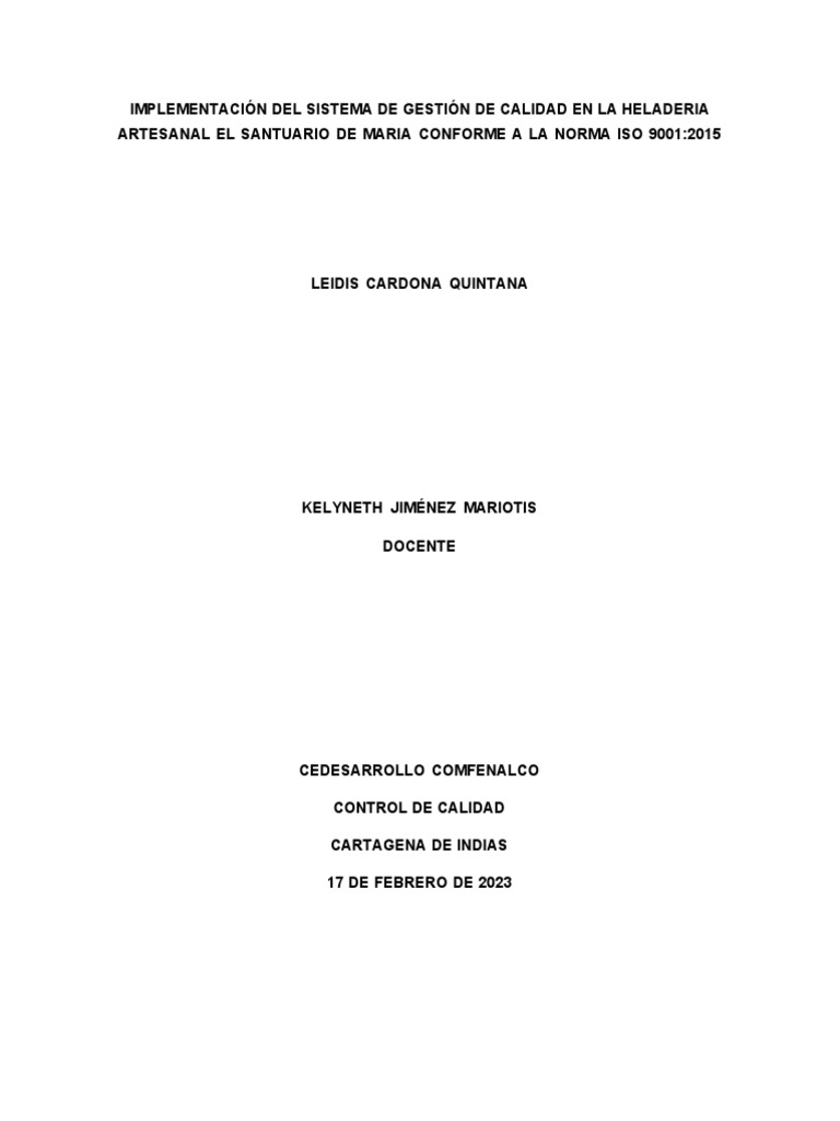 Actividad Isoo 9001 2015 1 | PDF | Marketing | Sector privado