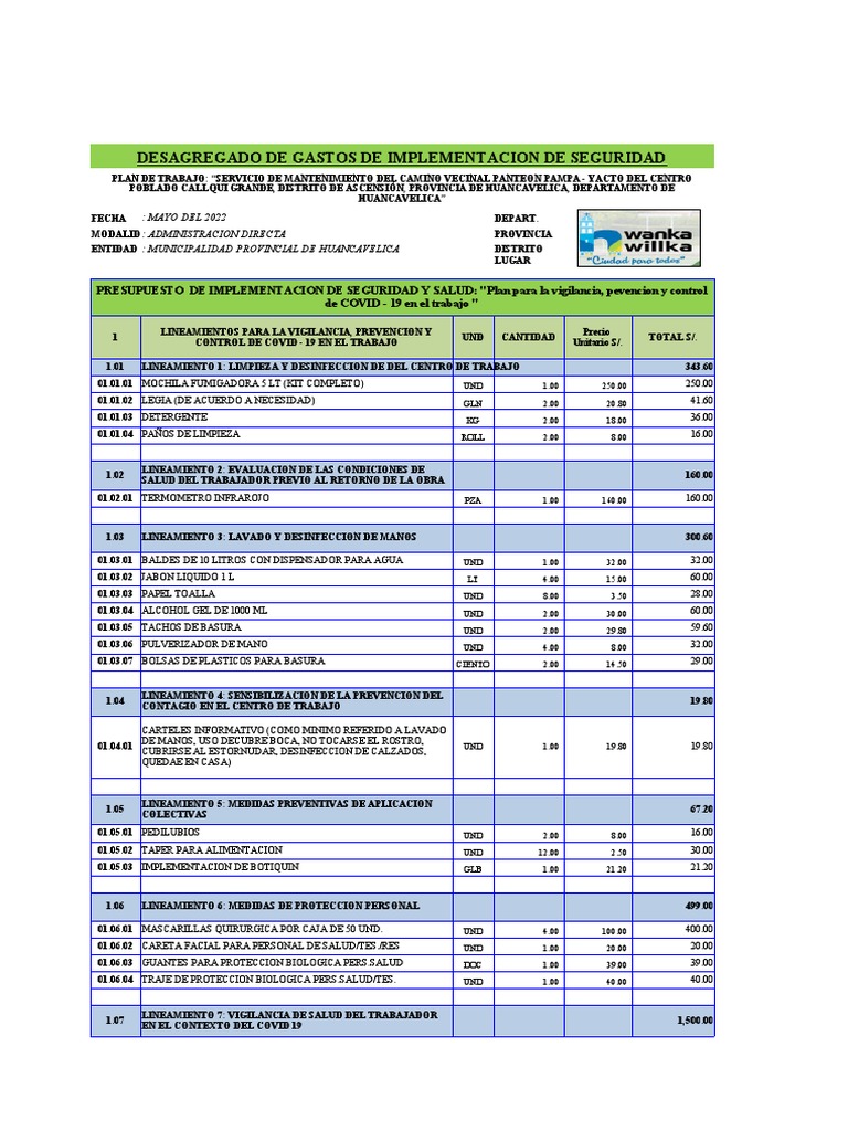 DESAGREGADO PLAN COVID-19 | PDF | Presupuesto | Economias