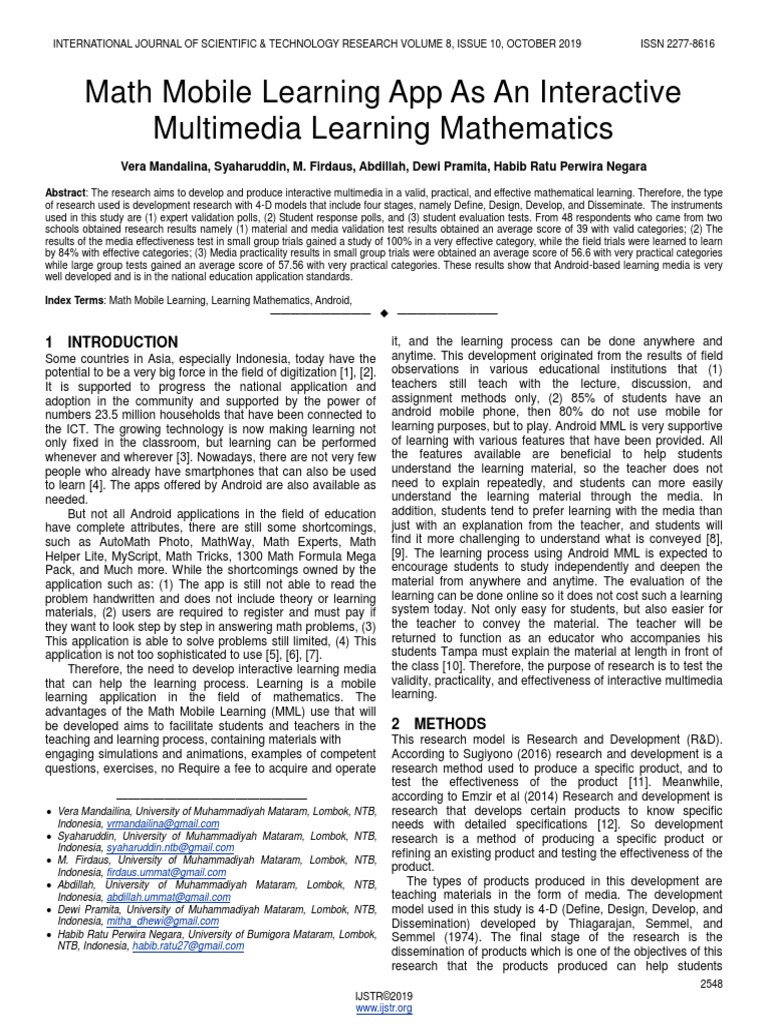 Q3 Math Mobile Learning App As An Interactive Multimedia Learning Mathematics | PDF | Teachers ...