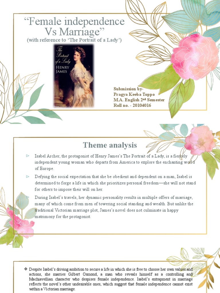 Female Independence Vs Marriage | PDF | The Portrait Of A Lady