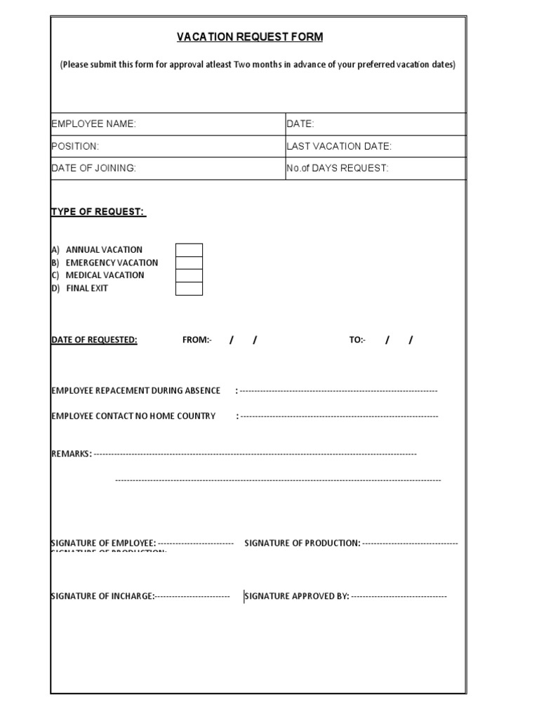 Vacation Format | PDF