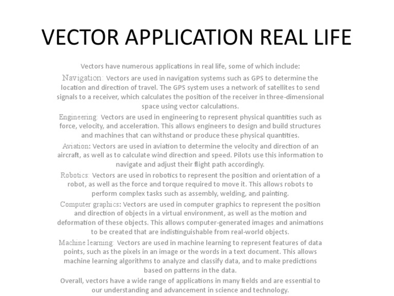 VECTOR APPLICATION REAL LIFE.pptx | PDF