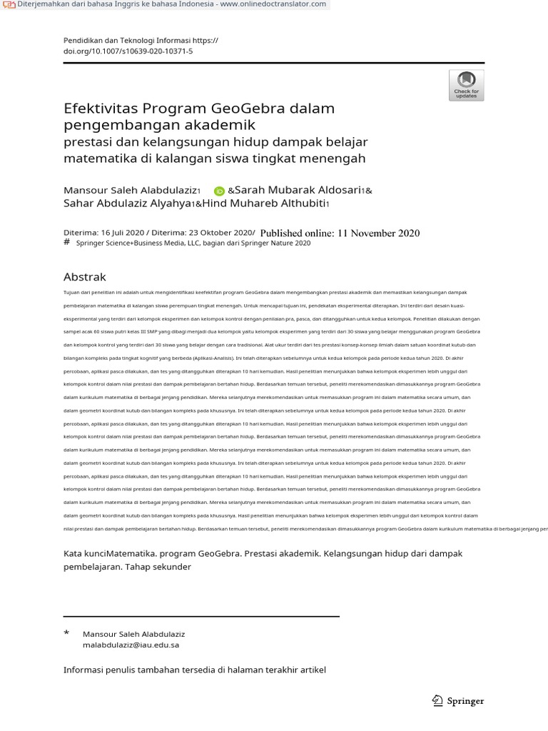 Efektivitas Program Geogebra Dalam Pengembangan Akademik | PDF