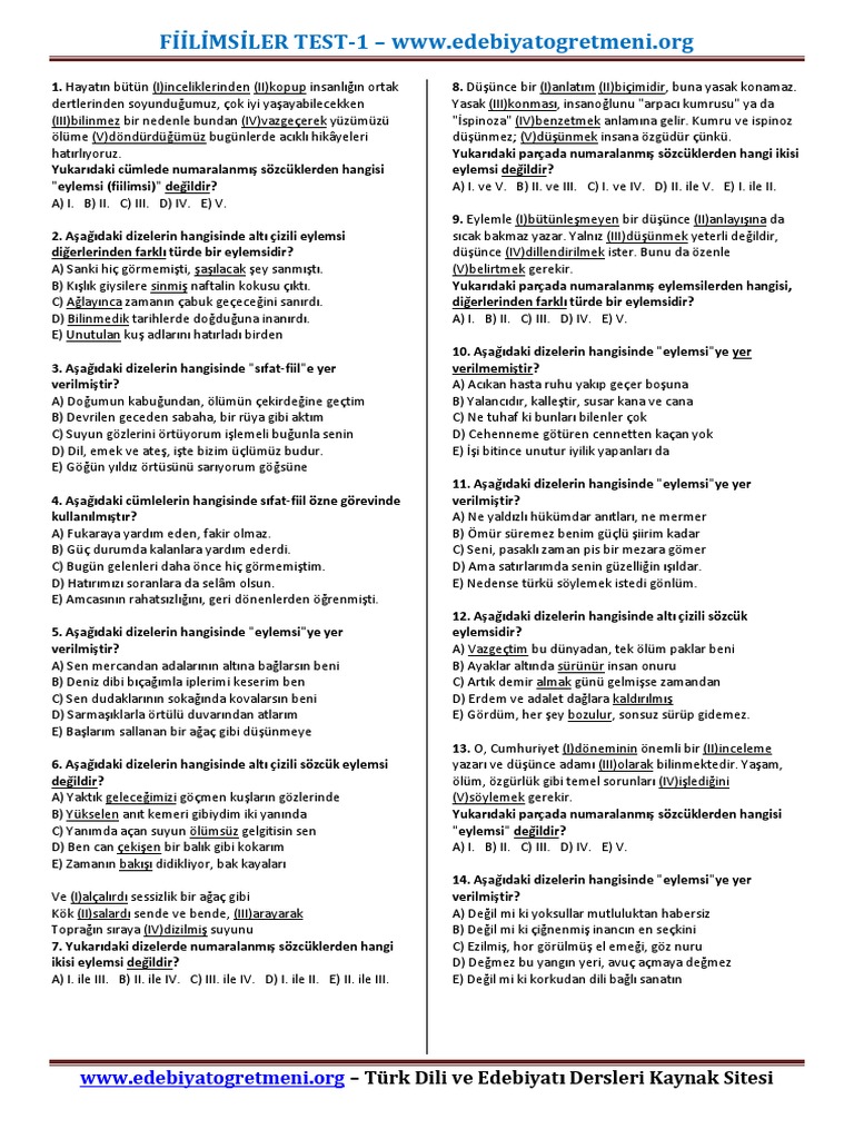 Fiilimsiler Test-1665654 | PDF