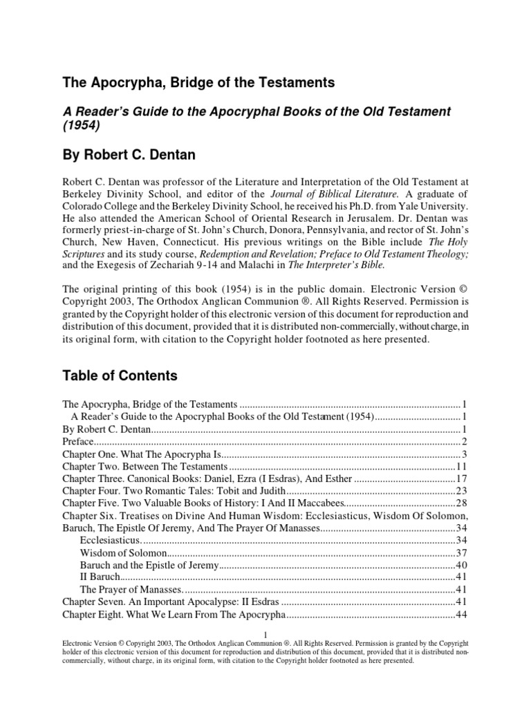 Apocrypha The Bridge of The Testaments | PDF