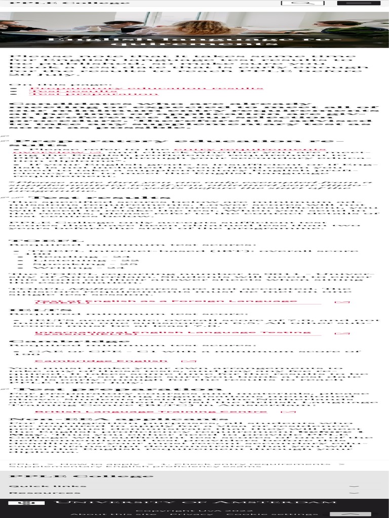 English Language Requirements - PPLE - University of Amsterdam | PDF | International English ...