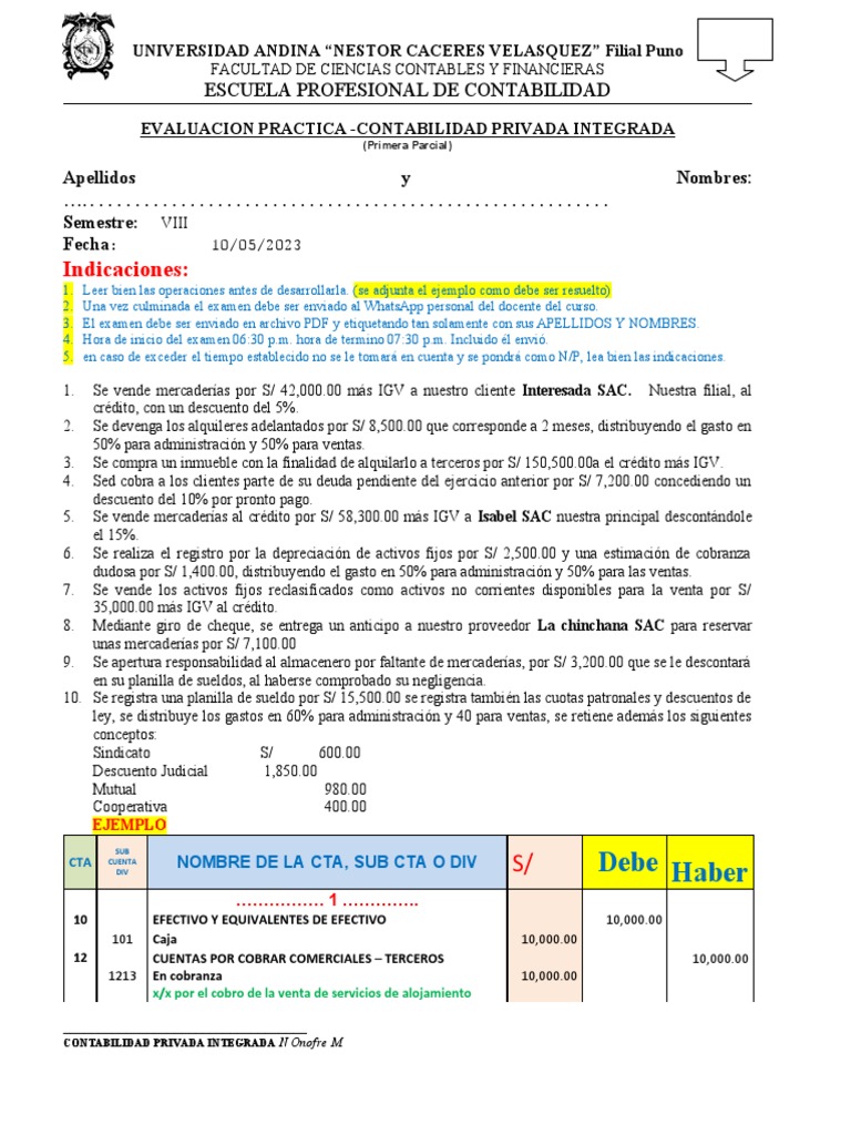 Primera Parcial | Descargar gratis PDF | Contabilidad | Dinero