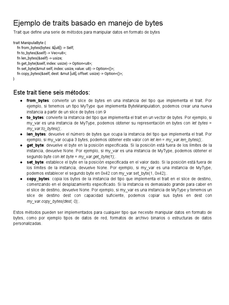 Ejemplo Básico de Traits de Rust | PDF | Byte | Datos