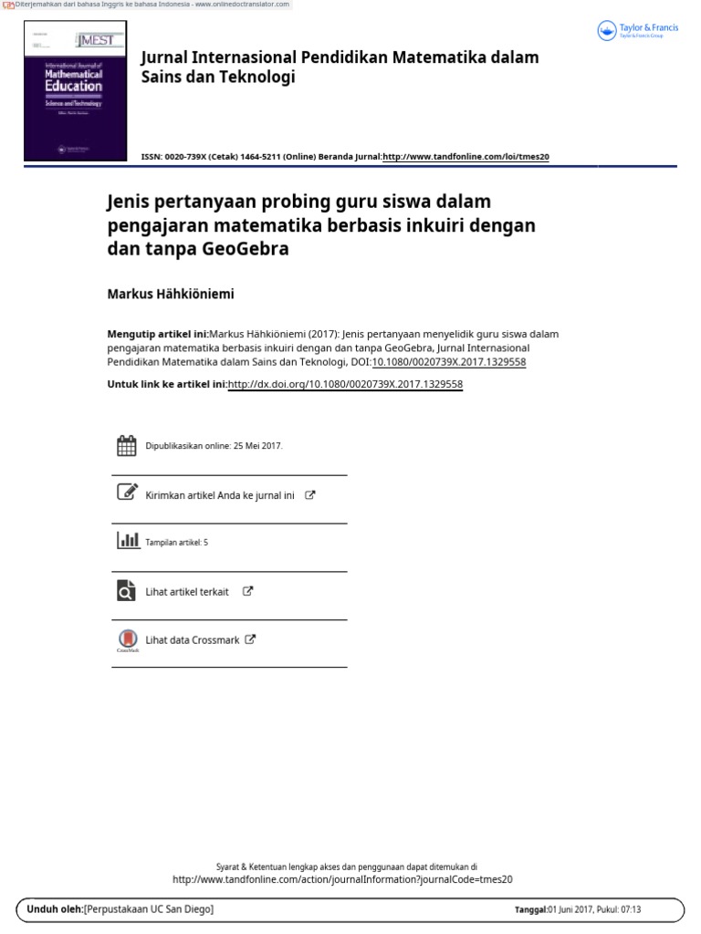 Student Teachers' Types of Probing Questions in Inquiry-Based ...