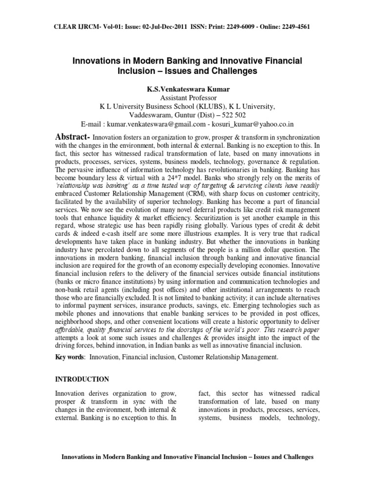 Innovations in Modern Banking and Innova PDF | PDF | Financial ...