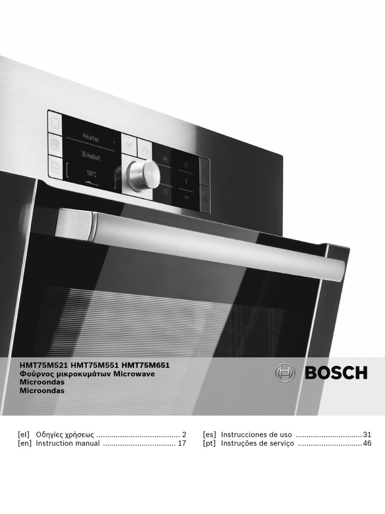 Manual - BOSCH Microondas HMT75G651 | PDF