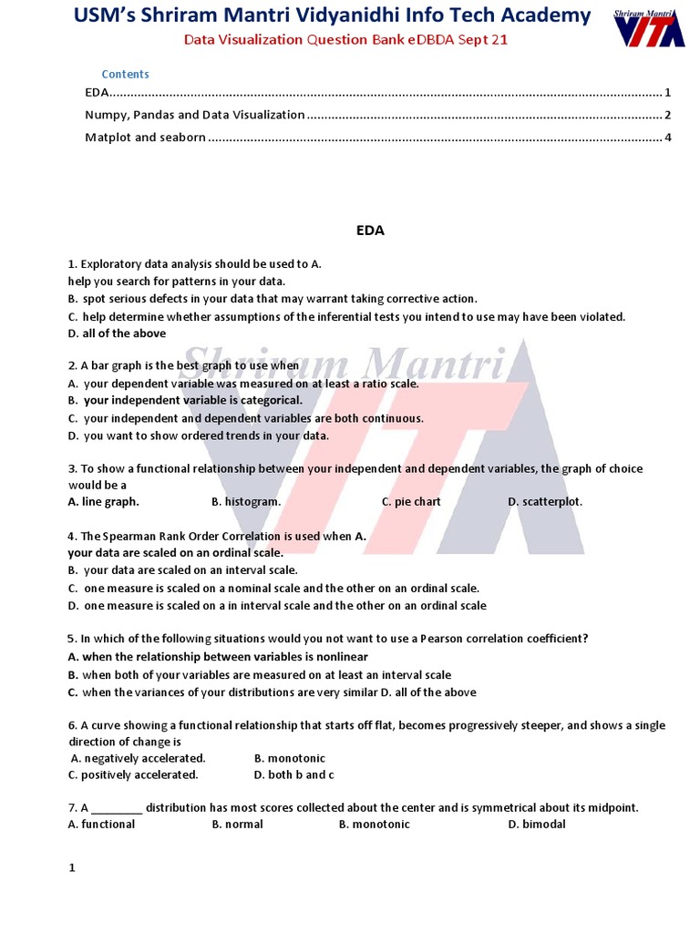 Data Visualization Question Bank eDBDA Sept 21 | PDF | Scatter Plot ...