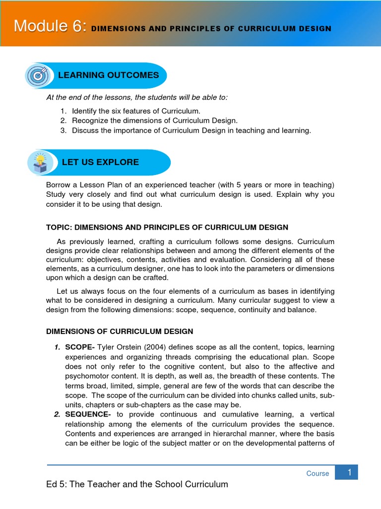 Module 6 ED 5 | PDF | Curriculum | Experience