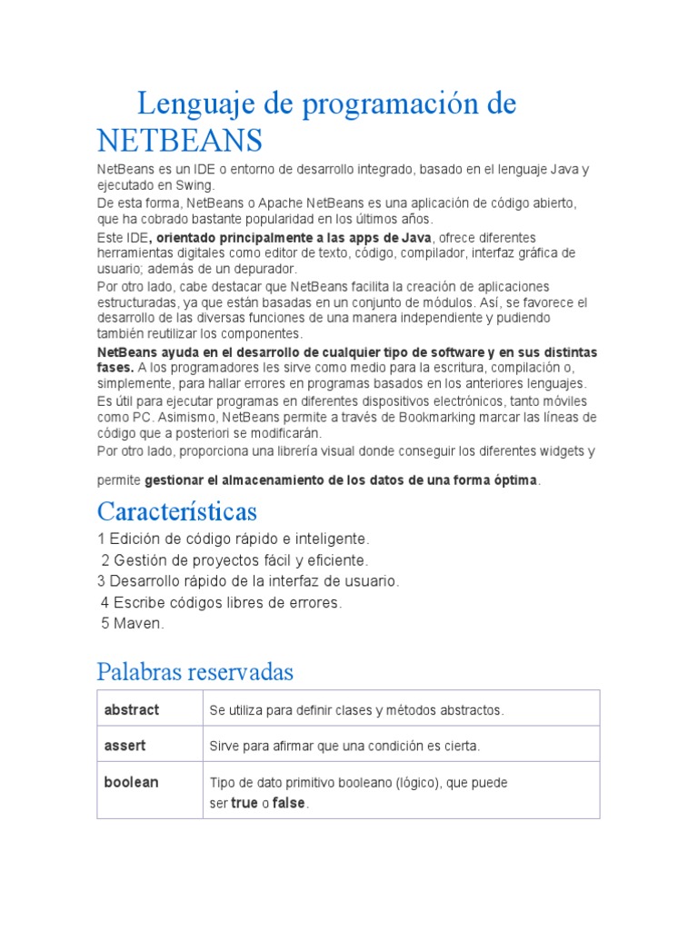 Lenguaje de Programación de NETBEANS | PDF | Aplicaciones y software | Frijoles Netos
