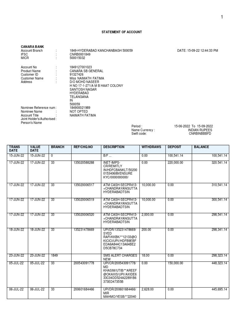 Statement of Account | PDF