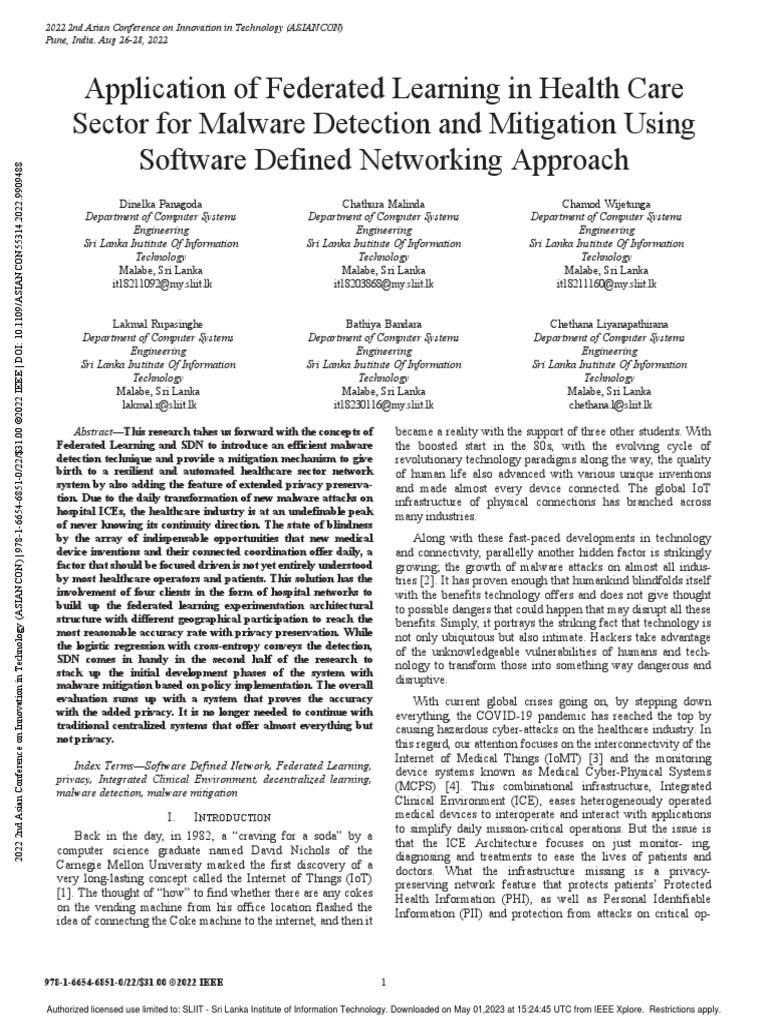 Application of Federated Learning in Health Care Sector For Malware ... Application of Federated Learning in Health Care Sector For Malware ...