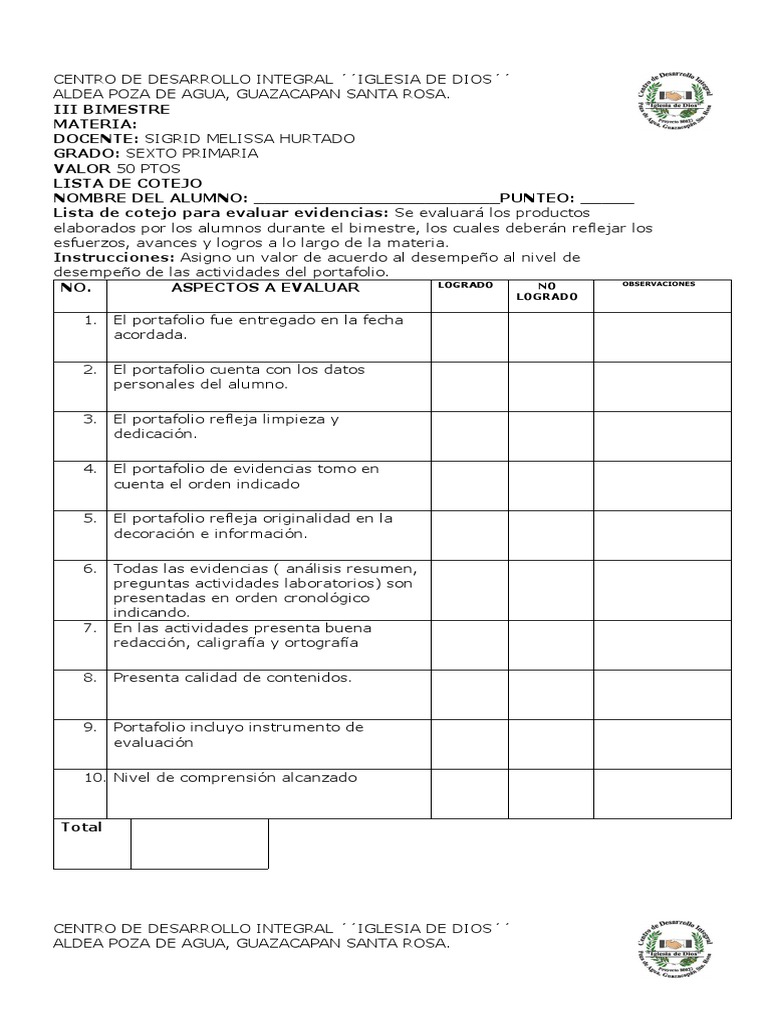 Listas de Cotejo | PDF