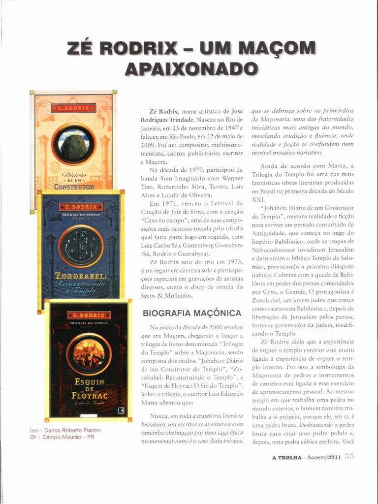 Zé Rodrix - Um Maçom Apaixonado - Carlos Pianho | PDF