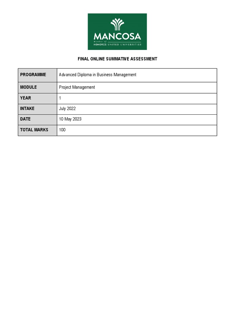 ADBM Project Management Final Paper | PDF