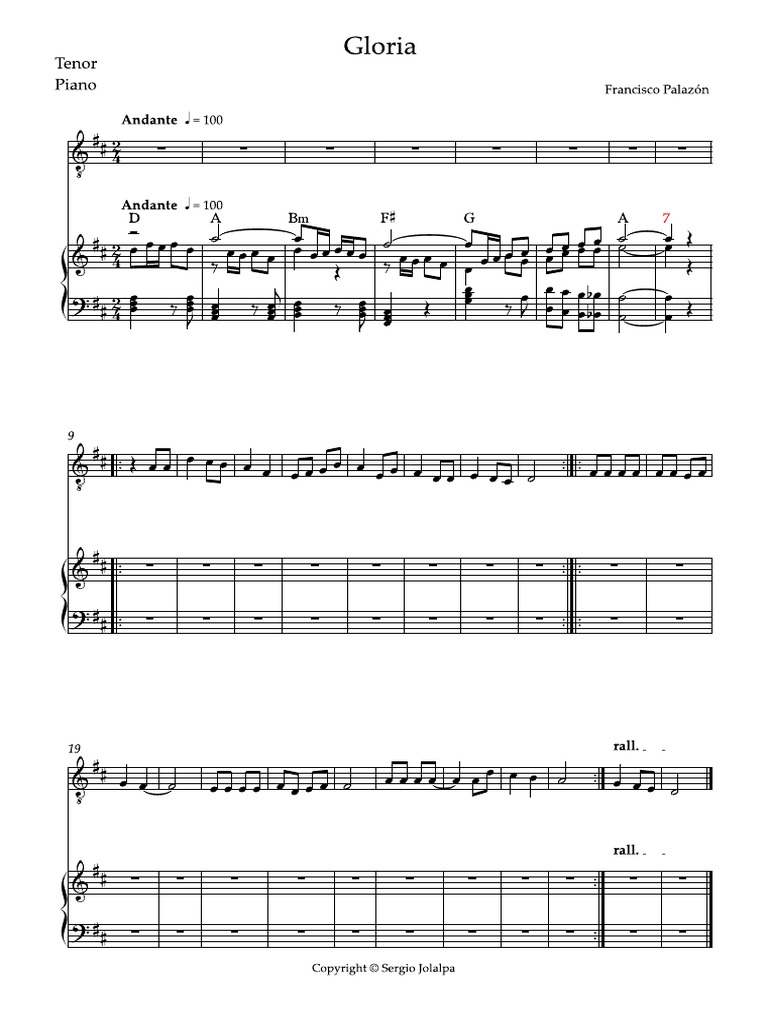 Gloria de Palazón - Tenor, Piano.pdf | PDF