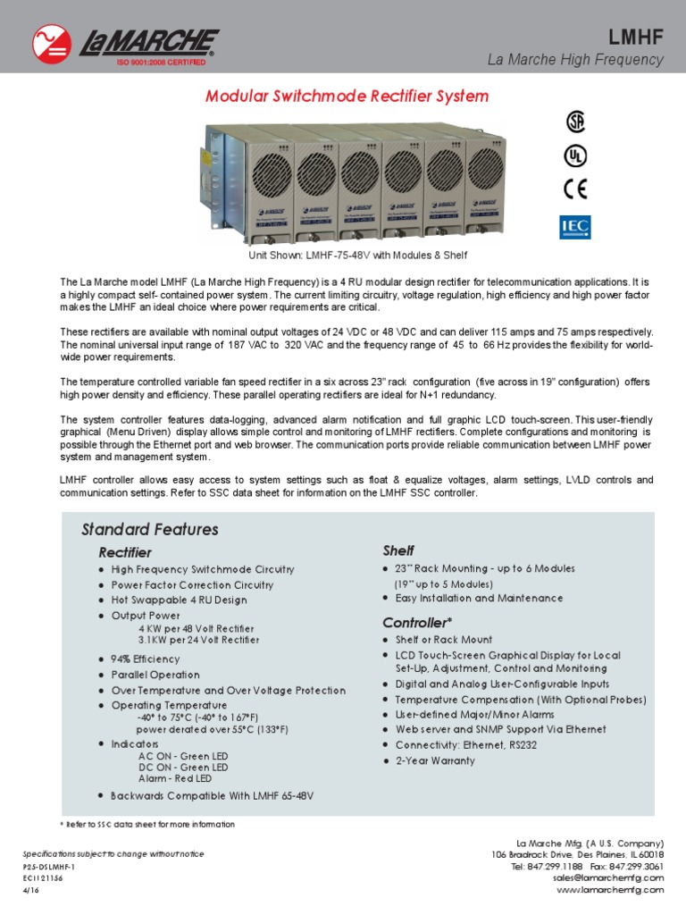 LMHF Modular Switchmode Rectifier System | PDF | Rectifier | Alternating Current