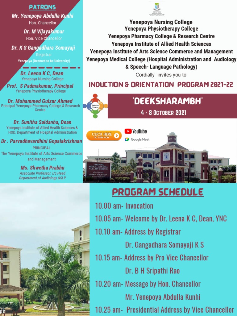Yenepoya Induction Program 2021-22 | PDF | Health Care