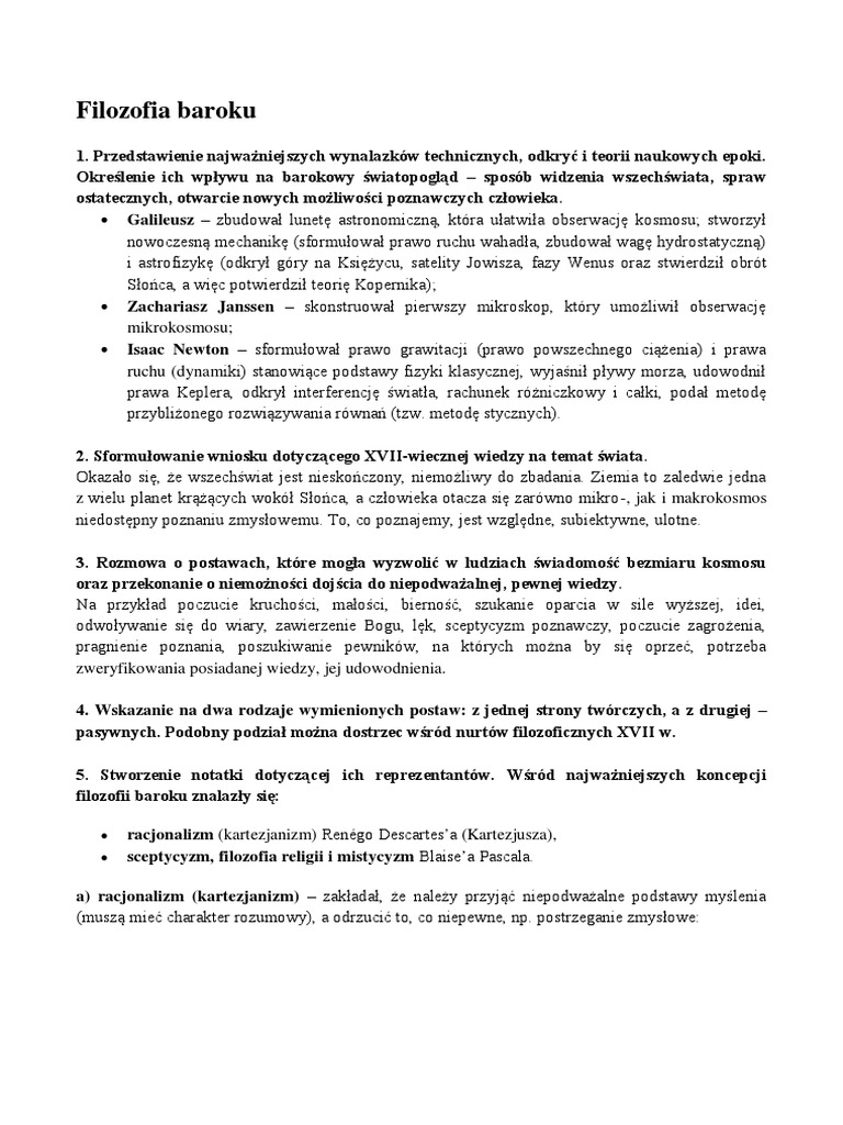 Filozofia Baroku | PDF