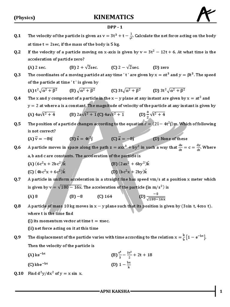 DPP - 01 PDF | PDF | Acceleration | Kinematics