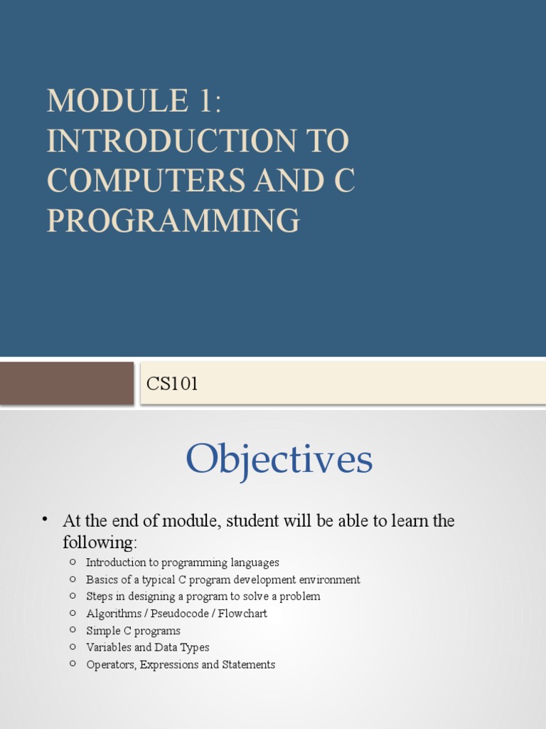 CS 101 - Module 1 | PDF | Programming | Computer Program
