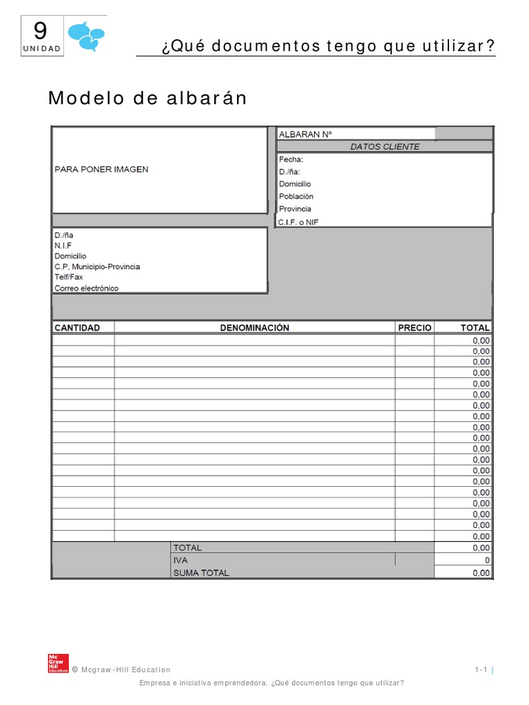Modelo de Albarán | PDF | Negocios | Finanzas y dinero