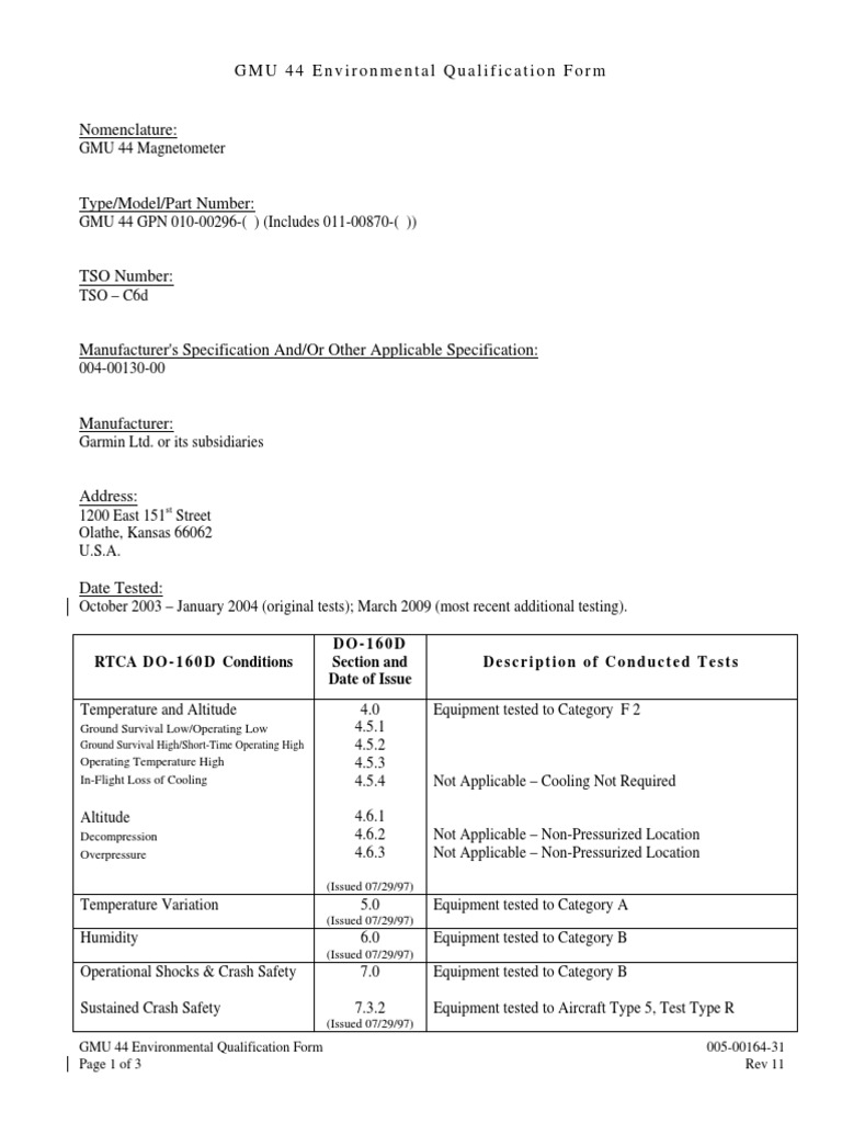 GMU44 EnvironmentalQualificationForm | PDF | Electrostatic Discharge ...